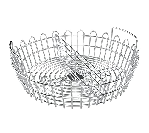 Stainless Steel Charcoal Ash Basket for XL Big Green Egg Kamado Grill, Charcoal Holder with Handles, Grilling Accessory