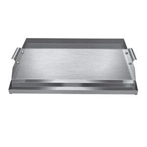 universal non-stick stainless steel griddle pan 16" x 22" for gas/charcoal grills, 4/5/6 burner gas grill accessory plancha, big size