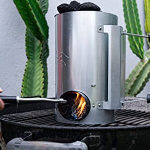 BBQ Dragon Ultimate Grill Accessories Set - XL Charcoal Chimney Starter Bundle with Electric Charcoal Fire Starter Fan - Heavy Duty & Durable BBQ Tools