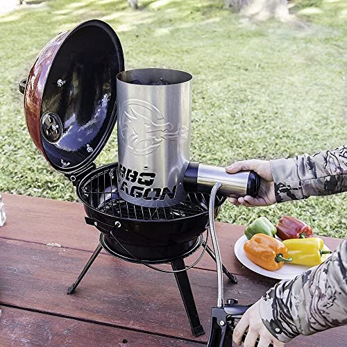 BBQ Dragon Ultimate Grill Accessories Set - XL Charcoal Chimney Starter Bundle with Electric Charcoal Fire Starter Fan - Heavy Duty & Durable BBQ Tools