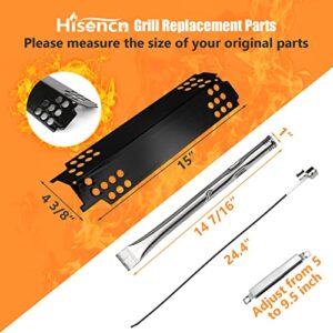 Hisencn Grill Replacement Parts for Charbroil 463436215, 463436214, 463436213, 463439915, 467300115, 463439914, 461372517, Grill Burner, Heat Plate, Crossover Tube with Cooking Grate