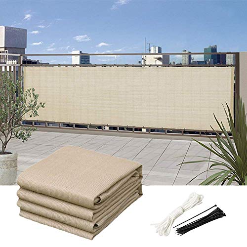 ALBN Sun Shade Mesh, Balcony Privacy Screen Windproof Garden Sun Protection Anti-UV, with Rope and Cable Tie, Polyethylene, 51 Sizes (Color : Beige, Size : 90x180cm)