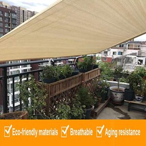 ALBN Sun Shade Mesh, Balcony Privacy Screen Windproof Garden Sun Protection Anti-UV, with Rope and Cable Tie, Polyethylene, 51 Sizes (Color : Beige, Size : 90x180cm)