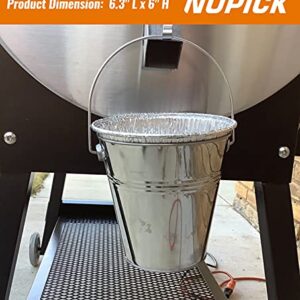 NUPICK 24 Pack Grease Bucket Liner Compatible for Pit Boss Grills 67292 Foil, Oklahoma Joe's 9518545P06, Z Grill Bucket, Recteq Large Bucket, etc. 6.3” x 6.0”, Disposable Aluminum