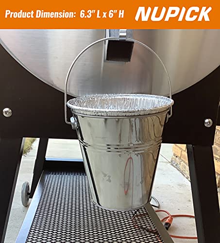 NUPICK 24 Pack Grease Bucket Liner Compatible for Pit Boss Grills 67292 Foil, Oklahoma Joe's 9518545P06, Z Grill Bucket, Recteq Large Bucket, etc. 6.3” x 6.0”, Disposable Aluminum