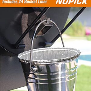 NUPICK 24 Pack Grease Bucket Liner Compatible for Pit Boss Grills 67292 Foil, Oklahoma Joe's 9518545P06, Z Grill Bucket, Recteq Large Bucket, etc. 6.3” x 6.0”, Disposable Aluminum