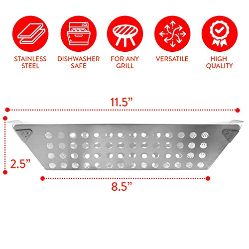 Kaluns Grill Basket, Best Grilling Basket for Vegetables and Shrimp, Stainless Steel Material, Fits Most Grills, Great for BBQ or Oven Use, BBQ Accessories