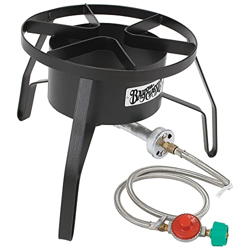 Bayou Classic SP10 High-Pressure Cooker - 14-in Single Propane Burner for Outdoor Cooking, Outdoor Stove - Crawfish Boiler, Home Brewing Burner, Maple Syrup Prep. Fits Large Boiling Pots and Fryers - Seafood Boil Pot.