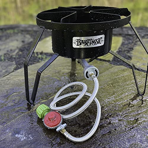 Bayou Classic SP10 High-Pressure Cooker - 14-in Single Propane Burner for Outdoor Cooking, Outdoor Stove - Crawfish Boiler, Home Brewing Burner, Maple Syrup Prep. Fits Large Boiling Pots and Fryers - Seafood Boil Pot.