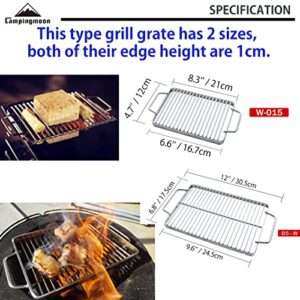 camping moon 304 Stainless Steel 9.6'' x 6.8'' Cooking Grill Grate Cooking Grid Cooking Grate B5-W