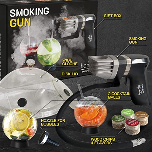 Smoking Gun Wood Smoke Infuser Birner PRO - Premium Kit, 13 PCS, Flavor Blaster Smoker Machine with Accessories and Wood Chips and Smoking Gun Bubble Mixture, 8 Oz - Proudly made in USA