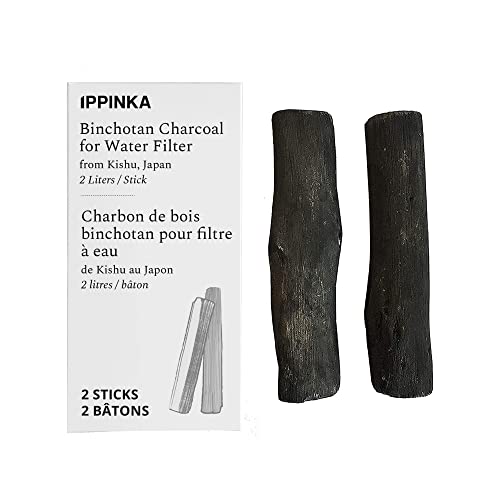 Binchotan Charcoal - Water Purifying Sticks for Great-Tasting Water from Kishu, Japan - Each Stick Filters up to 2 Liters of Water - 2 Sticks