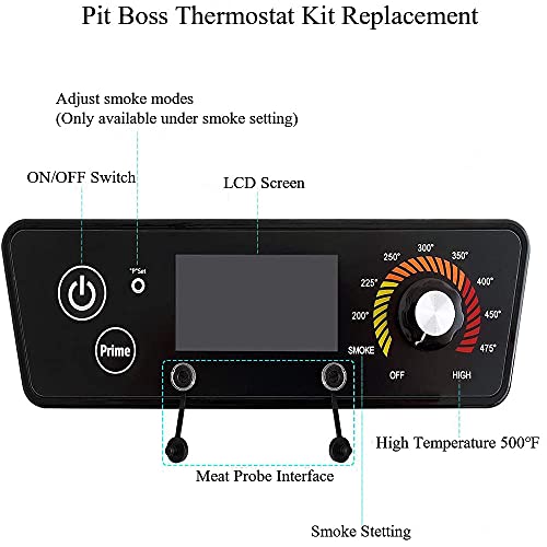 FlameSky BBQ Temperature Controller for Pit Boss Control Board Replacement Parts, Digital Thermostat Control Panel Kit, Digital Display Board with Upgrade LCD Screen Black