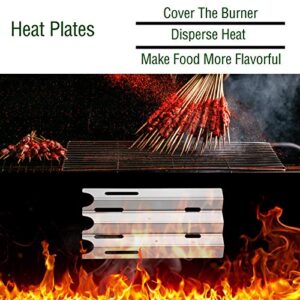 Damile Grill Heat Plates Heat Shield for Vermont Castings Grill 4 Burner CF9030, CF9050, VCS5005, VM400, Jenn Air Grill,Stainless Steel Tent Burner Cover Flame Tamer BBQ Gas Grill Replacement Parts