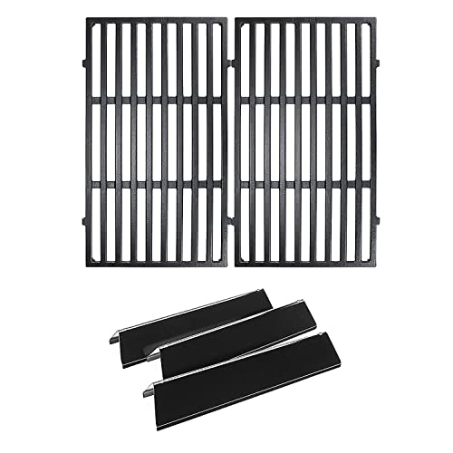 Utheer 7637 Cast Iron Cooking Grid Grate 17.5 x 10.2 Inch,7635 Flavor Bars 15.3 inch for Weber 46010074 Spirit 200 E210 S210 Series Gas Grills, Grill Replacement Parts for Weber 7637 Gas Grills with