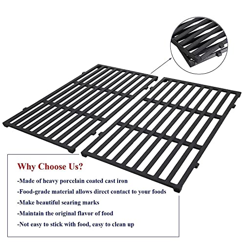 Utheer 7637 Cast Iron Cooking Grid Grate 17.5 x 10.2 Inch,7635 Flavor Bars 15.3 inch for Weber 46010074 Spirit 200 E210 S210 Series Gas Grills, Grill Replacement Parts for Weber 7637 Gas Grills with