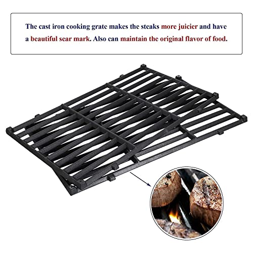 Utheer 7637 Cast Iron Cooking Grid Grate 17.5 x 10.2 Inch,7635 Flavor Bars 15.3 inch for Weber 46010074 Spirit 200 E210 S210 Series Gas Grills, Grill Replacement Parts for Weber 7637 Gas Grills with