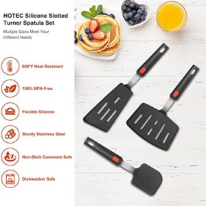 Hotec Flexible Silicone Spatula, Turner, 600F Heat Resistant, Ideal for Flipping Eggs, Burgers, Pancakes, Crepes and More (3 Pack)