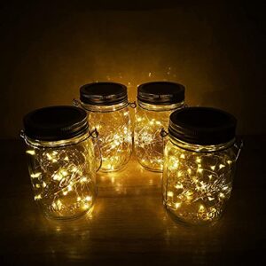 EDOF Mason Jar Solar Lights Lids,6 Pack 30 Led Solar Fairy Lights (No Jars),Hanging Solar Lanterns Table Lights Outdoors for Christmas, Garden, Yard and Patio Decor(Warm White)