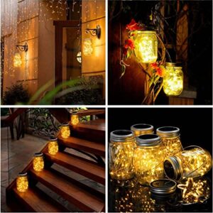 EDOF Mason Jar Solar Lights Lids,6 Pack 30 Led Solar Fairy Lights (No Jars),Hanging Solar Lanterns Table Lights Outdoors for Christmas, Garden, Yard and Patio Decor(Warm White)