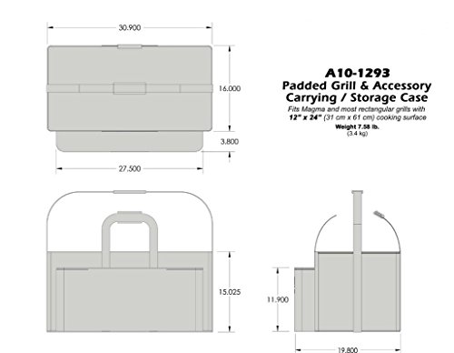 Magma Products, A10-1292 Carrying/Storage Case, Fits 12" X 18" Rectangular Grill, Black, One Size