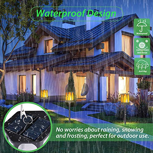 Solar Lantern Christmas Decorations Lights Dancing Flame, 2 Pack Waterproof Outdoor Hanging Lanterns for Patio Wall Hanging Garden Light Auto On/Off Landscape LED Path Light Garden Accessories