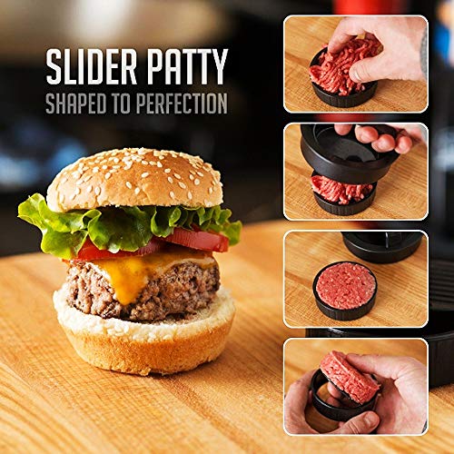 iPstyle Burger Press Patty Maker, Non-Stick Hamburger Mold Kit for Easily Making Delicious Stuffed Burgers, Regular Beef Burger and Perfect Shaped Patties, Best Indoor Kitchen Gadgets Cooking (Black)