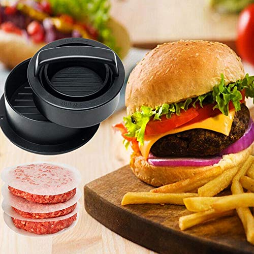 iPstyle Burger Press Patty Maker, Non-Stick Hamburger Mold Kit for Easily Making Delicious Stuffed Burgers, Regular Beef Burger and Perfect Shaped Patties, Best Indoor Kitchen Gadgets Cooking (Black)