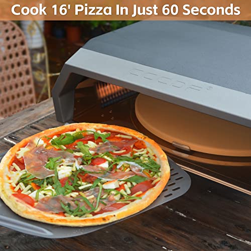 CCCDF 16 Pizza Oven Outdoor - Gas Pizza Oven Rotating - Portable Pizza Ovens for Outside Kitchen - Pizza Maker Oven Backyard Stone Brick Grill with Peel,Cutter,Clip,Thermometer and Carry Cover