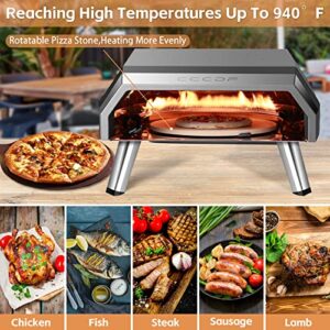 CCCDF 16 Pizza Oven Outdoor - Gas Pizza Oven Rotating - Portable Pizza Ovens for Outside Kitchen - Pizza Maker Oven Backyard Stone Brick Grill with Peel,Cutter,Clip,Thermometer and Carry Cover