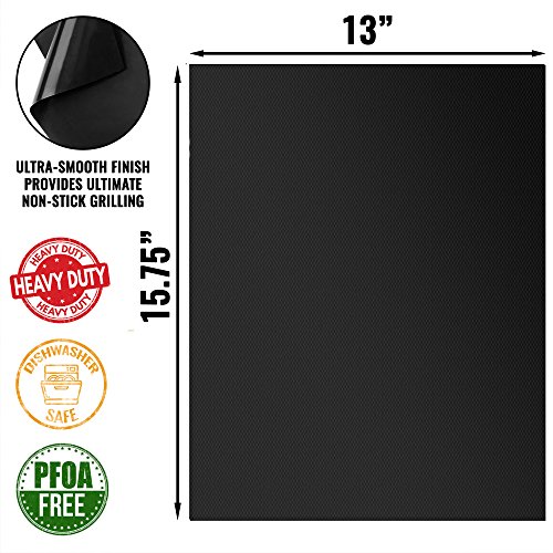 Grillaholics BBQ Grill Mat Heavy - 600 Degree Max Temperature Grilling Sheets - Set of 2 Grill Mats Non Stick - Lifetime Manufacturer Warranty