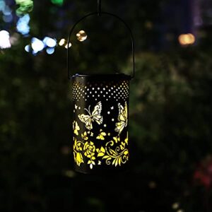 YJFWAL Solar Lantern Lights, Hanging Lights Outdoor, Pathway Lights, Solar Table Lights Waterproof, for Garden, Patio, Lawn, Yard, Deck, Tree, Party Decor (Warm White Butterfly