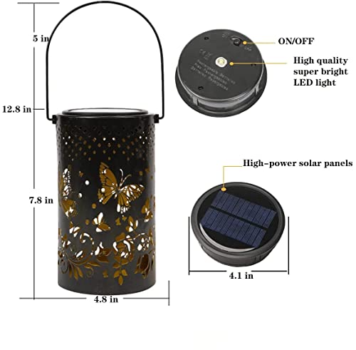 YJFWAL Solar Lantern Lights, Hanging Lights Outdoor, Pathway Lights, Solar Table Lights Waterproof, for Garden, Patio, Lawn, Yard, Deck, Tree, Party Decor (Warm White Butterfly