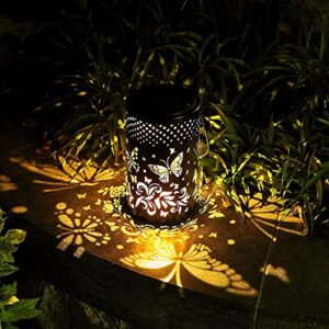 YJFWAL Solar Lantern Lights, Hanging Lights Outdoor, Pathway Lights, Solar Table Lights Waterproof, for Garden, Patio, Lawn, Yard, Deck, Tree, Party Decor (Warm White Butterfly