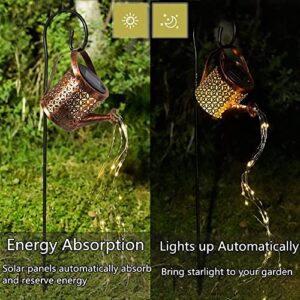 Watering Can with Lights, Solar Lantern with Bracket Outdoor Hanging Waterproof, Decorative Retro Metal Lights for Table Patio Yard Pathway Walkway (1pcs)