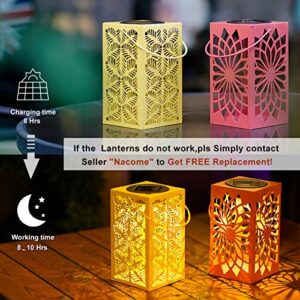 2 Pack Solar Hanging Lantern Outdoor Decorative Waterproof LED Tabletop Metal Lamp for Outdoor Patio Garden Landscape Lighting for Yard Pathway Decorative