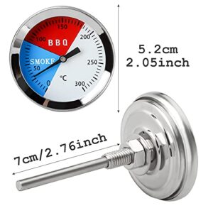 BBQ Thermometer Gauge - Barbecue BBQ Pit Smoker Grill Thermometer Temp Gauge -Stainless Steel Heat Indicator for Cooking Meat 2-Pack