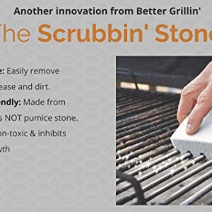 Better Grillin Scrubbin Stone Grill Cleaner Handle-Protect Hands & Nails When Scouring Grill with Three Scrubbin Stone