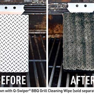 Q-Swiper BBQ Grill Brush with Stainless Steel Scraper. Bristle Free and Wire Free Cleaning. Safe Way to Remove Grease and Grime. Ideal use with The Q-Swiper Grill Cleaning Wipes (Sold Separately).