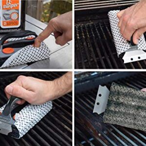 Q-Swiper BBQ Grill Brush with Stainless Steel Scraper. Bristle Free and Wire Free Cleaning. Safe Way to Remove Grease and Grime. Ideal use with The Q-Swiper Grill Cleaning Wipes (Sold Separately).