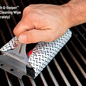 Q-Swiper BBQ Grill Brush with Stainless Steel Scraper. Bristle Free and Wire Free Cleaning. Safe Way to Remove Grease and Grime. Ideal use with The Q-Swiper Grill Cleaning Wipes (Sold Separately).