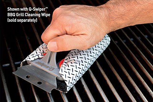 Q-Swiper BBQ Grill Brush with Stainless Steel Scraper. Bristle Free and Wire Free Cleaning. Safe Way to Remove Grease and Grime. Ideal use with The Q-Swiper Grill Cleaning Wipes (Sold Separately).