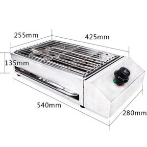 Commercial 1800W Electric Indoor Grill, Smokeless Grill Barbecue Oven Grill Stainless Steel For BBQ Equipment with Extra-Large Drip Tray 122° F-572° F