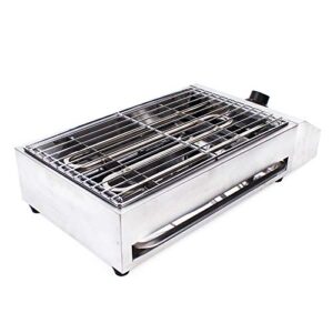 Commercial 1800W Electric Indoor Grill, Smokeless Grill Barbecue Oven Grill Stainless Steel For BBQ Equipment with Extra-Large Drip Tray 122° F-572° F