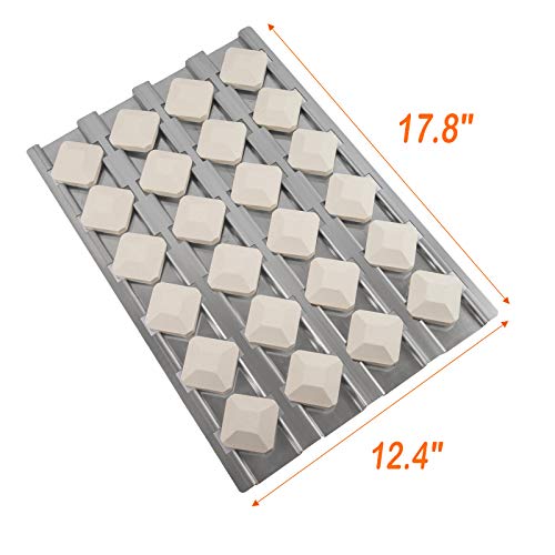 BBQ Future Stainless Steel Heat Plate Flame Tamer with 24pcs Ceramic Briquettes Compatible Alfresco ALX2-30, ALX2-42, ALX2-56 Series Gas Grills