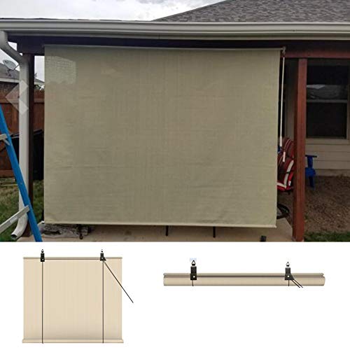 LJIANW Sun Shade Sail, Roller Shade Blinds Translucent Sun Shade Sunscreen Heat Insulation Privacy Protection for Gazebo Deck Balcony, 45Sizes (Color : Beige, Size : 75x225cm)