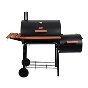 char-griller e1224 smokin pro 830 square inch charcoal grill with side fire box, 50 inch, black