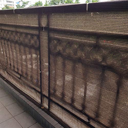 MAHFEI Privacy Screen, Shading Net 90% Shading Rate Privacy Protection   Sunscreen with Metal Holes Tear Resistance Terrace Balcony Railing (Color : Brown, Size : 0.9x2.7m)