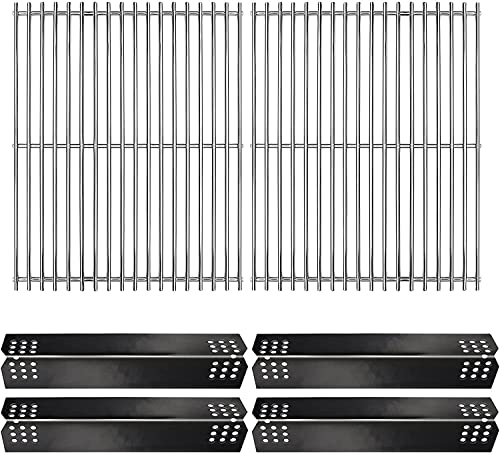 Hongso Grill Replacement Parts for Nexgrill 720-0830H, 17" SUS304 Stainless Steel Cooking Grill Grates and 14 9/16" Porcelain Steel Heat Plates