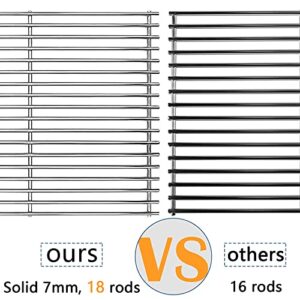 Hongso Grill Replacement Parts for Nexgrill 720-0830H, 17" SUS304 Stainless Steel Cooking Grill Grates and 14 9/16" Porcelain Steel Heat Plates